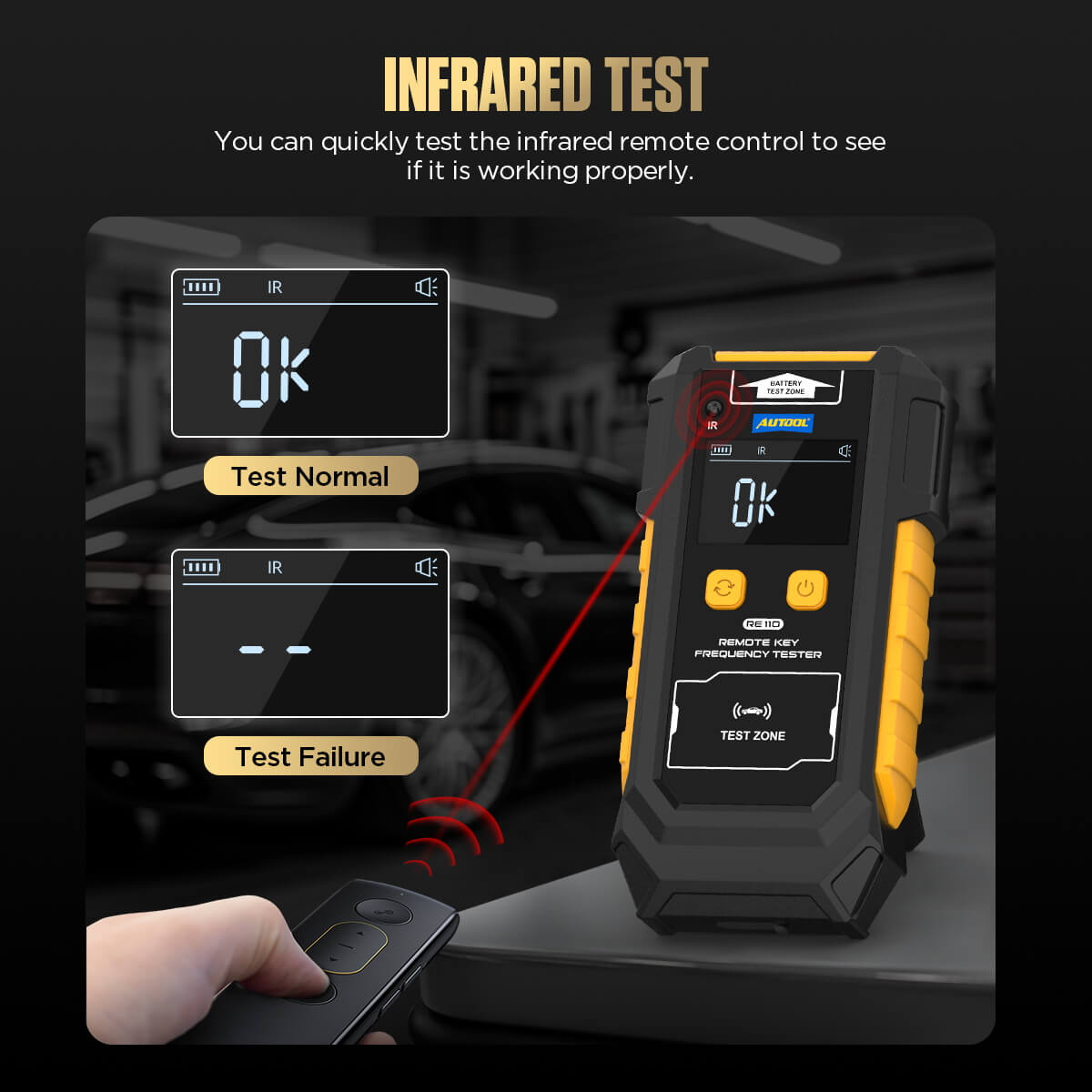 AUTOOL RE110 Remote Key Frequency Tester, Infrared Tester & Button ...